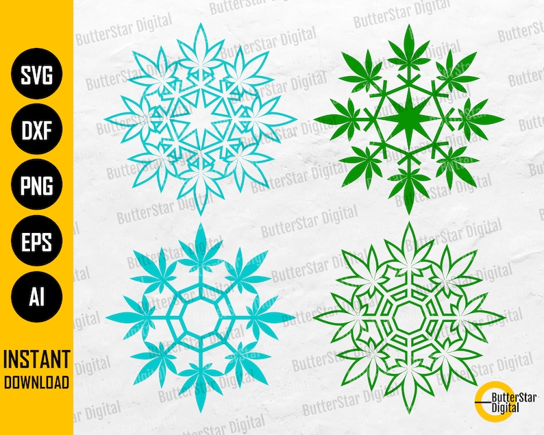 Cannabis Snowflakes SVG | Christmas Weed | Marijuana Leaf | Cricut ...