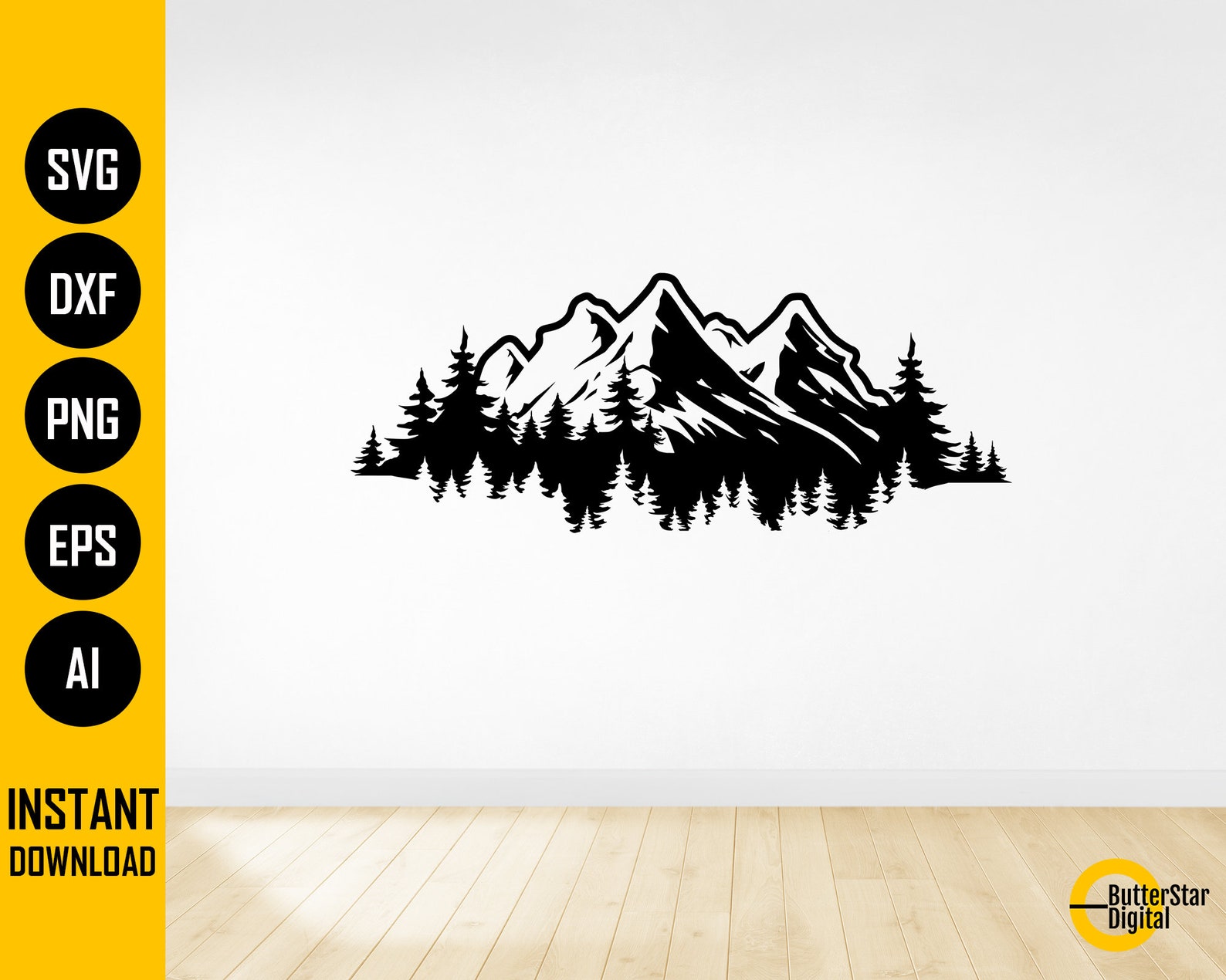 Mountain Scene SVG | Pine Trees SVG | Camping DIY T-shirt Sticker Decal ...