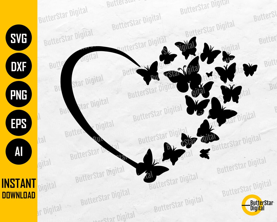 Butterfly Heart SVG | Butterflies SVG | HTV Vinyl Stencil T-shirt Decal ...