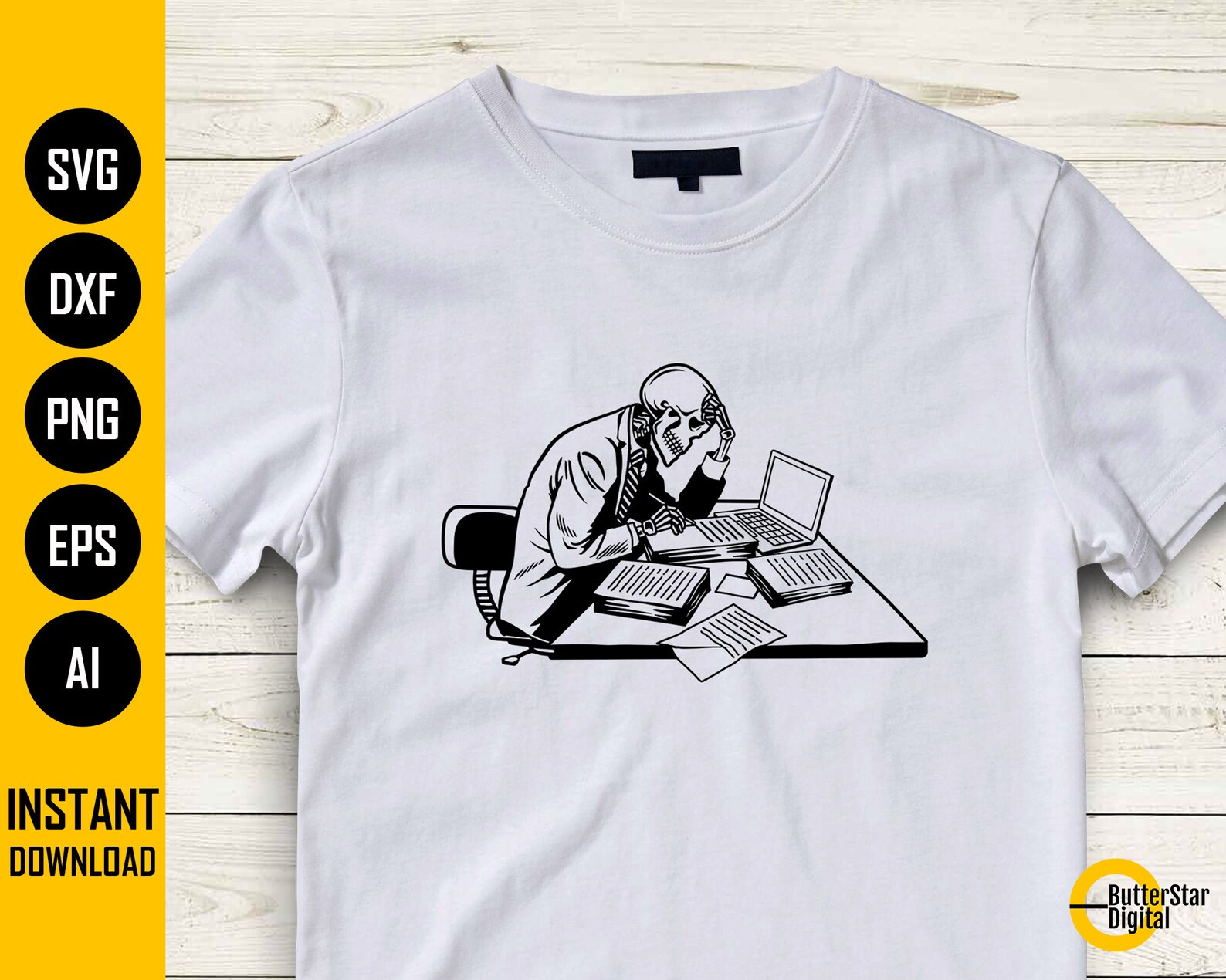 Working Skeleton SVG | Office SVG | Deadline SVG | Job Work Overtime ...