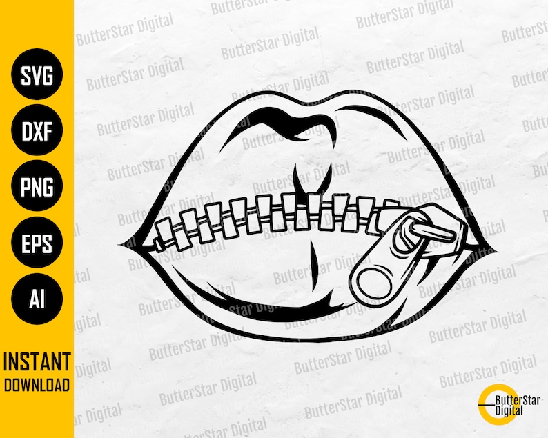 Lips With Zipper SVG | Discrete Noise Silent Hush Shush Shhh Secret ...