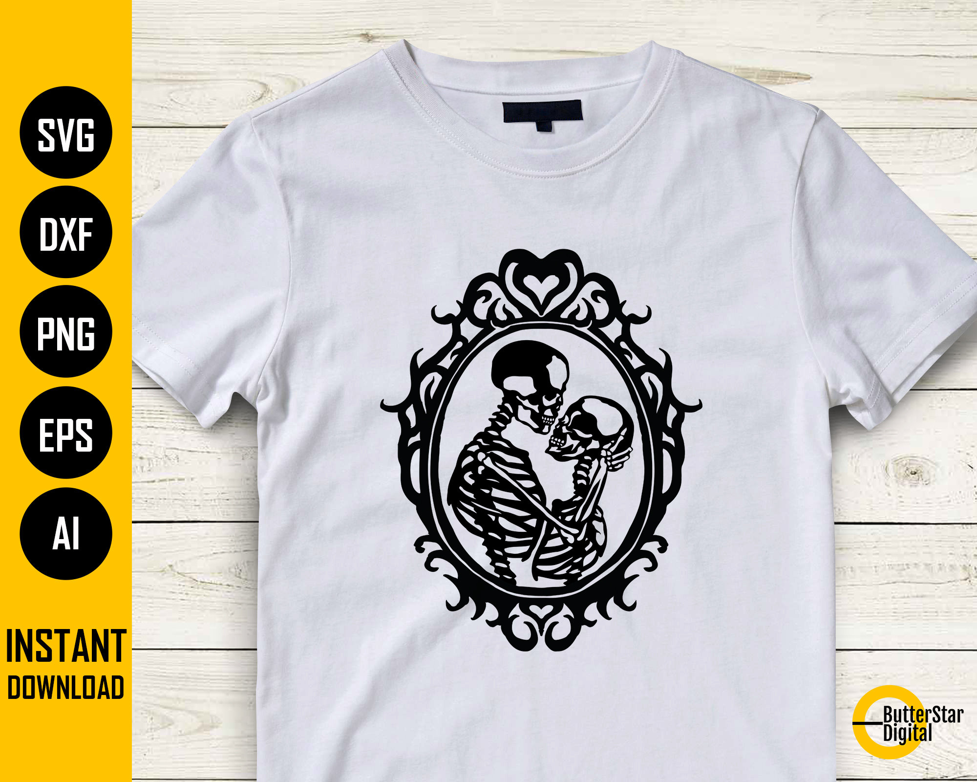Skeleton Lovers Frame SVG | Dead Love SVG | Romantic Decal Shirt Wall ...