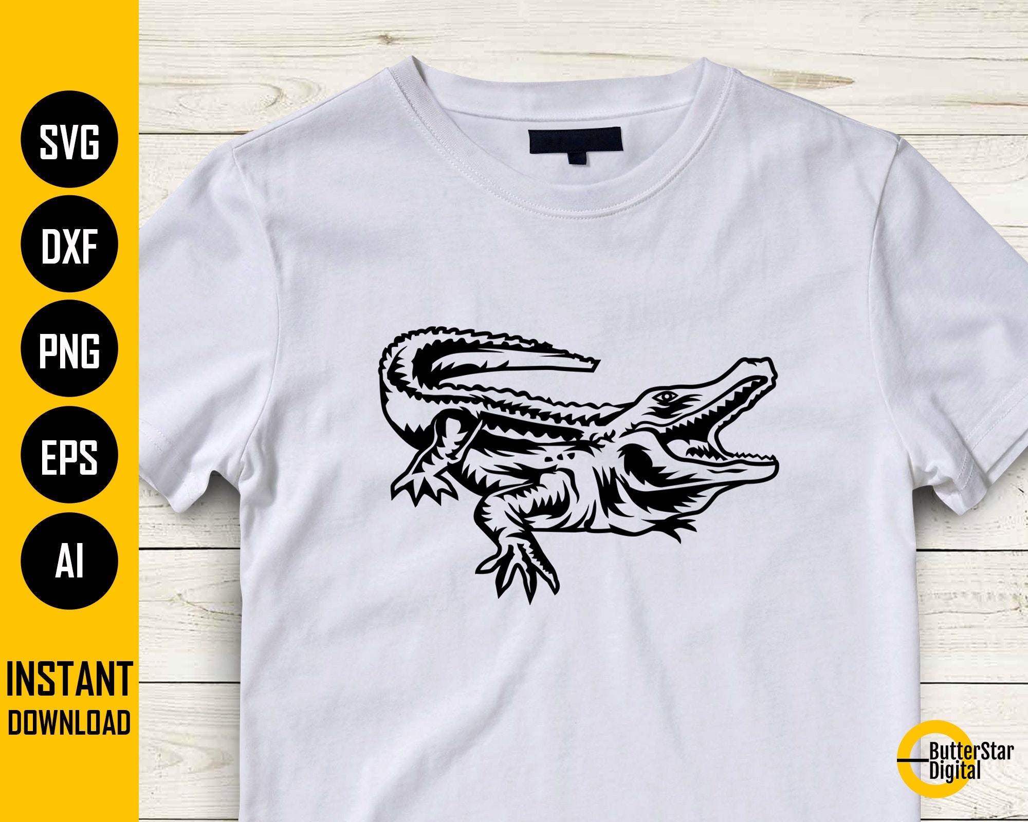 Alligator SVG River Animal Stencil Illustration Drawing - Etsy