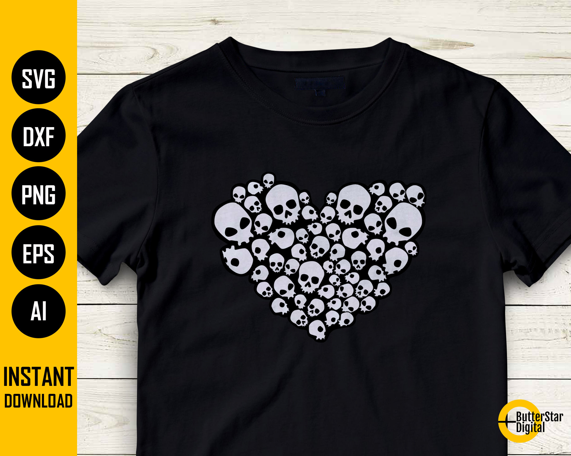 Calaveras Corazón SVG / Huesos SVG / Gráficos de camiseta de - Etsy España