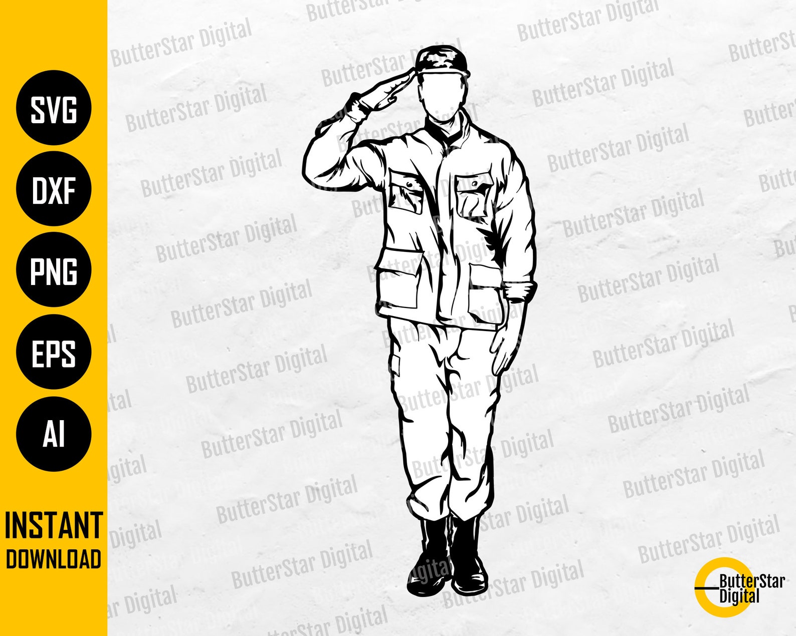 Soldier Salute SVG Marine Saluting SVG Army SVG Military - Etsy