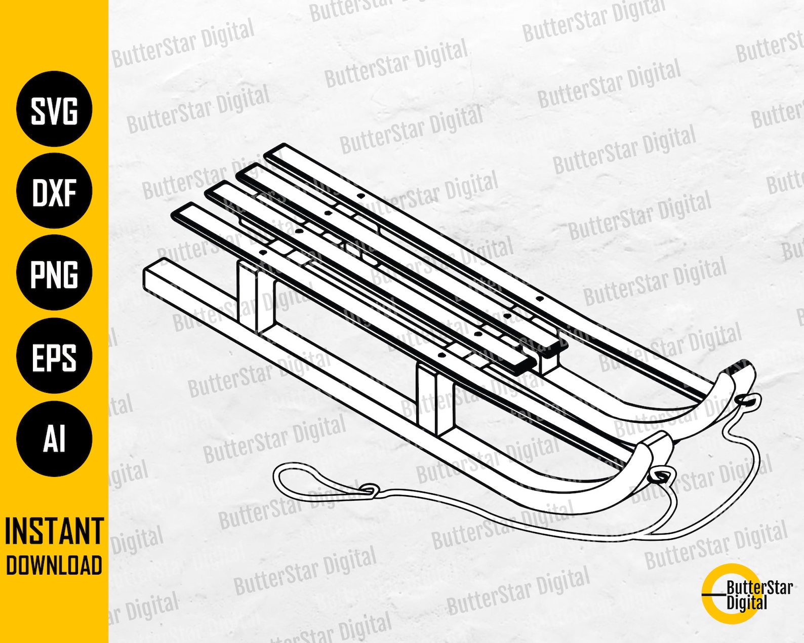 Snow Sled SVG Winter SVG Sled Illustration Cricut - Etsy