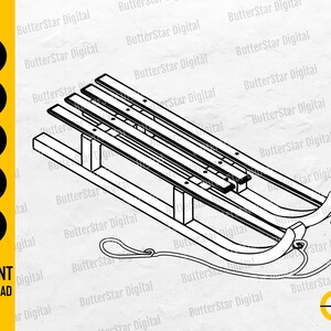 Snow Sled SVG | Winter SVG | Sled Illustration | Cricut Silhouette ...
