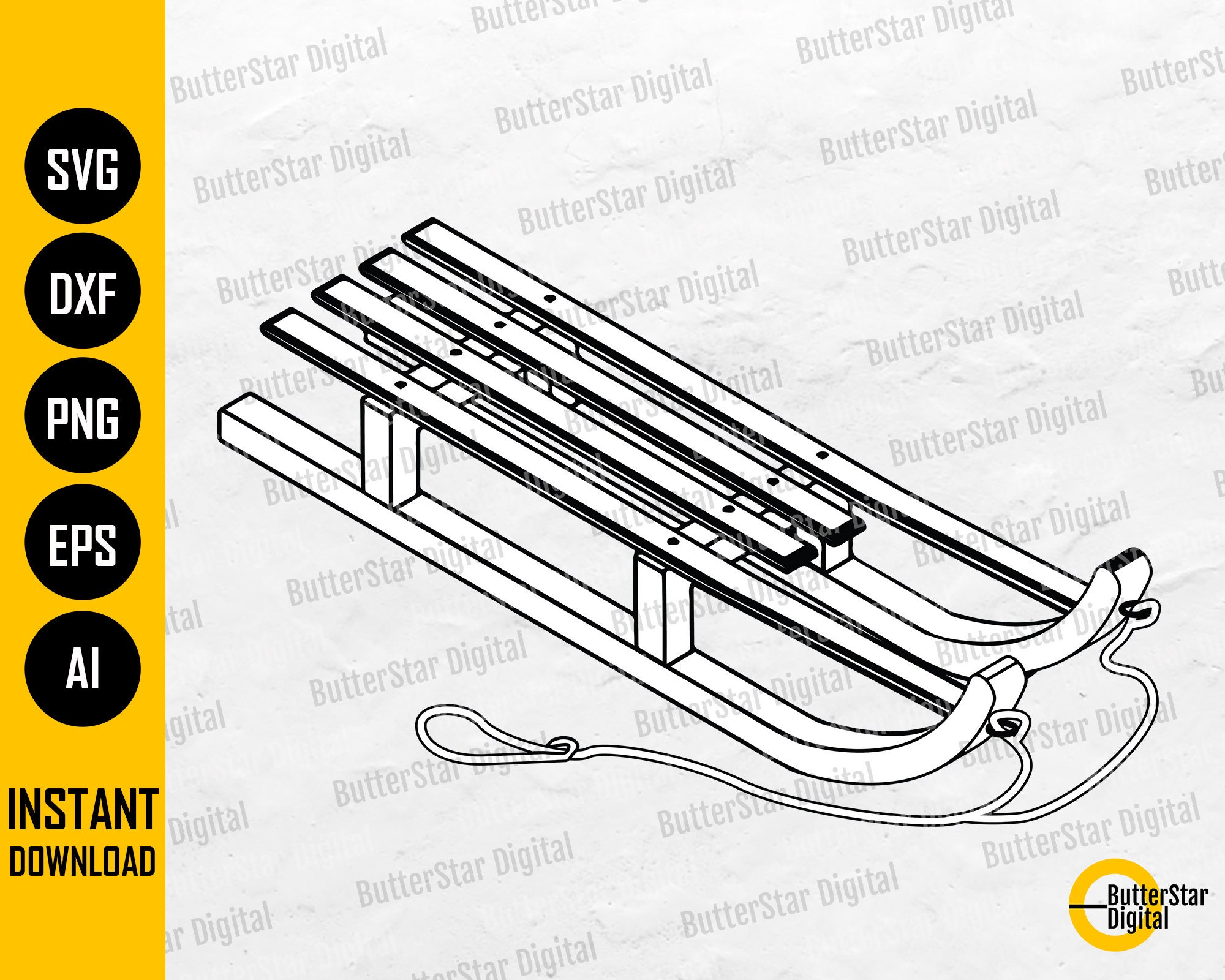 Snow Sled SVG Winter SVG Sled Illustration Cricut - Etsy