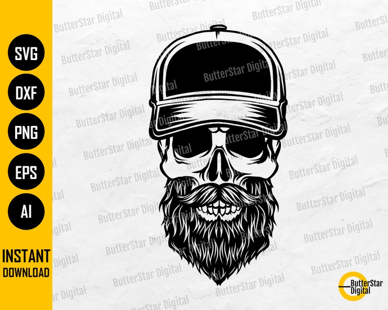 Dad Hat Bearded Skull SVG Skeleton Baseball Cap SVG Gothic - Etsy