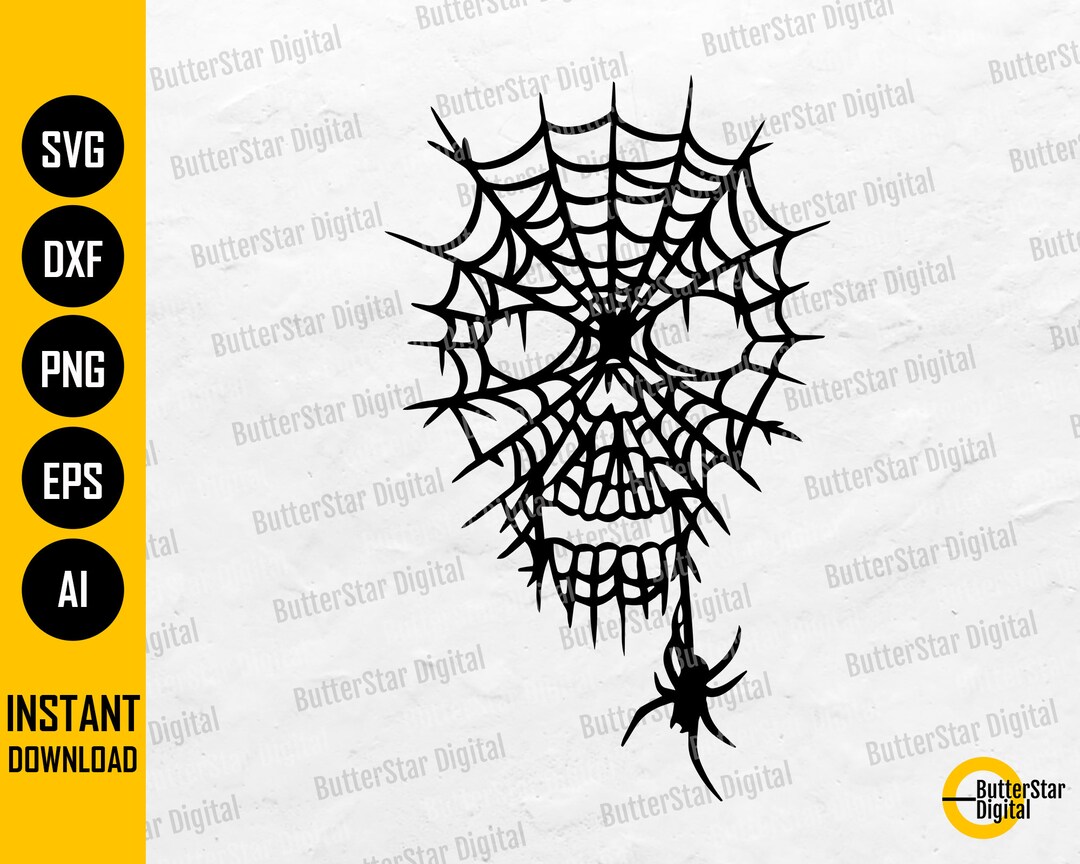 Spider Web Skull SVG | Cute Spooky Wall Decor Decoration Sticker Decals ...