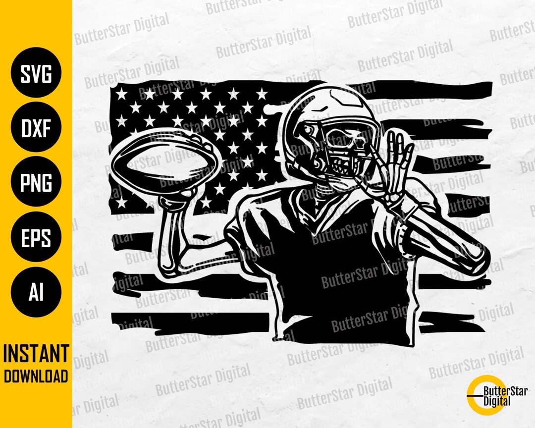 Skeleton Quarterback SVG | USA Football Player Shirt Decal Vinyl ...