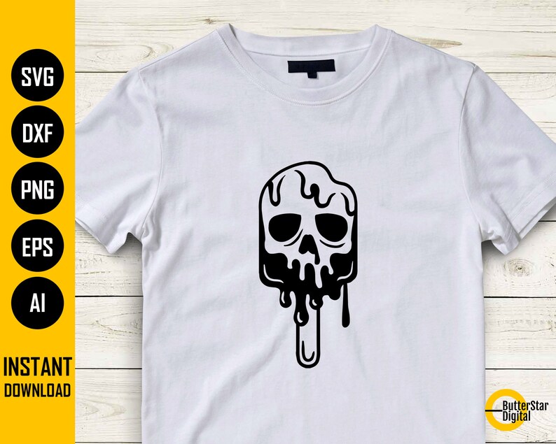 Dripping Popsicle Skull SVG Summer Ice Cream Decal T-shirt - Etsy