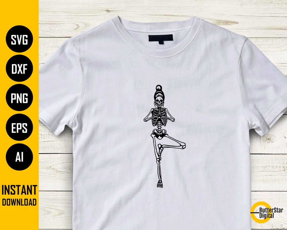 Yoga Tree Pose Skeleton SVG | Pilates SVG | Meditation T-shirt Decal ...