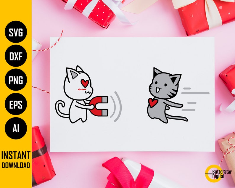 Love Magnet SVG | Funny Kitty Cat Design Card Gift Decal Decor Sticker ...