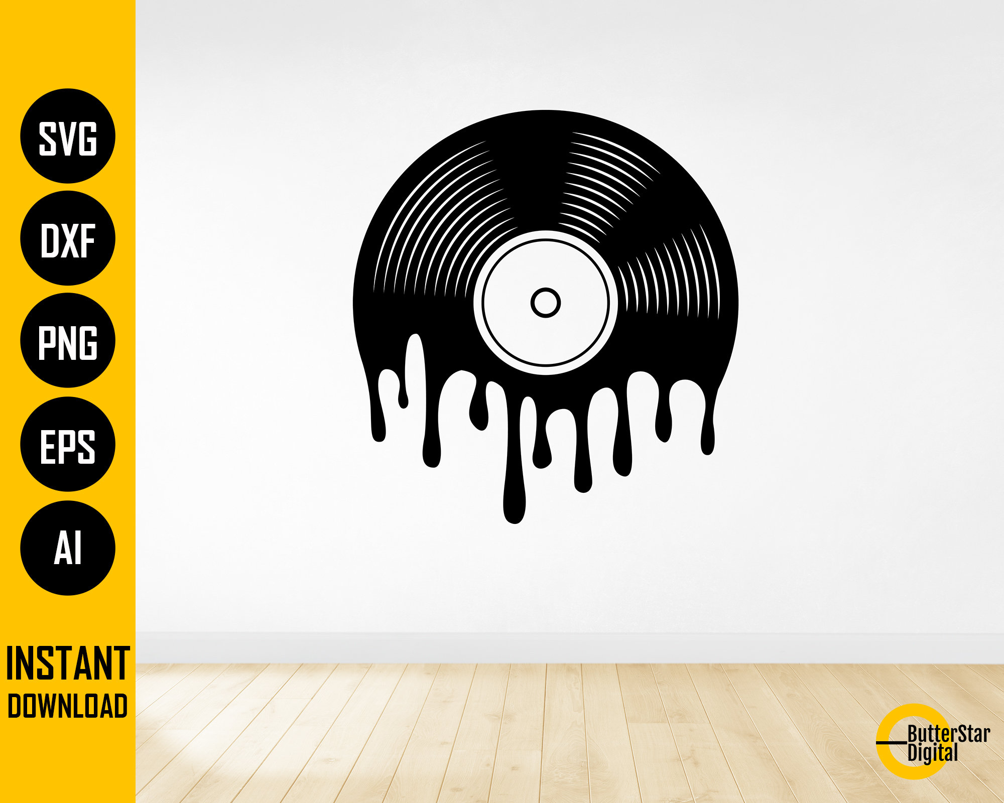 Dripping Vinyl Record SVG Music SVG DJ Decal T-shirt | Etsy
