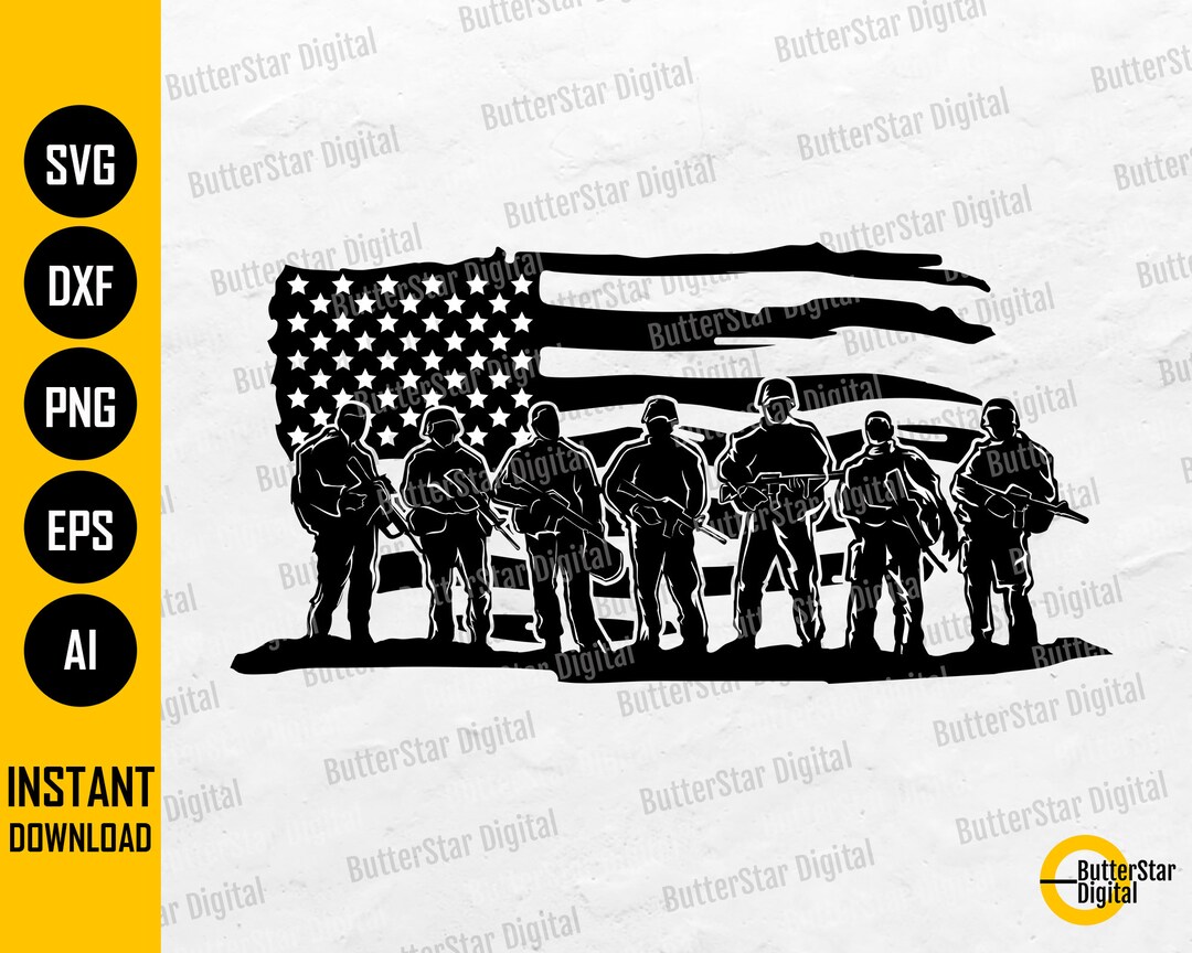 US Military Soldiers Svg | American Troops Svg | US Army Svg | USA Flag ...
