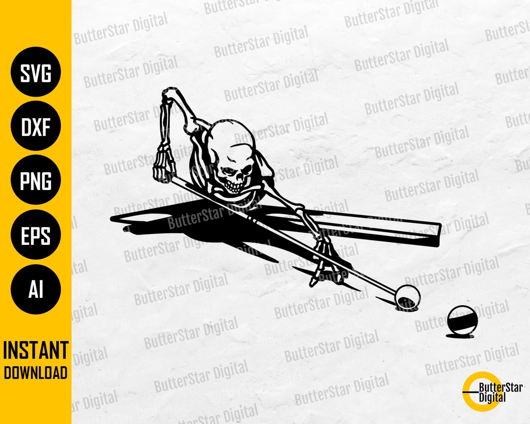 Skeleton Pool Player SVG | Cue Ball SVG | Billiards T-shirt Decal ...