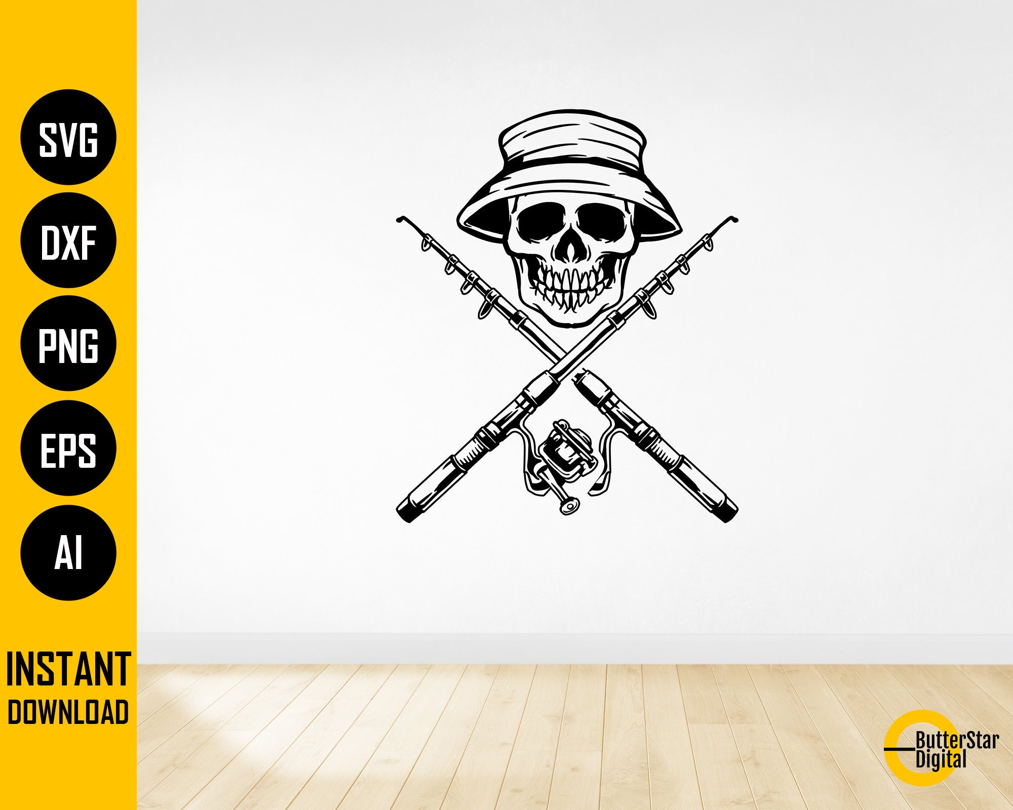 Digital Drawing & Illustration Angler Skull Skeleton T-Shirt Stencil ...