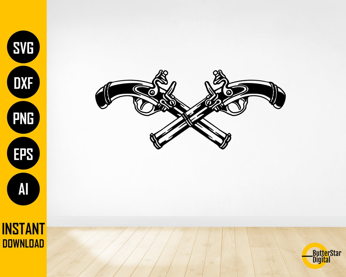 Crossed Flintlock Pistols SVG Vintage T-shirt Vinyl Stencil - Etsy