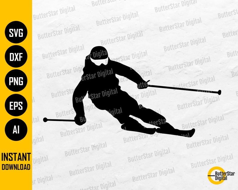 Skier SVG | Skiing SVG | Snow Ski Illustration Drawing Decal | Cricut ...