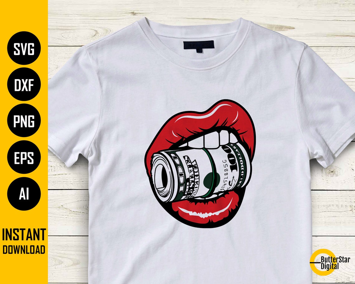 Lips Biting Money Roll SVG Cash SVG 100 Dollar Bills SVG - Etsy