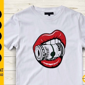 Lips Biting Money Roll SVG | Cash SVG | 100 Dollar Bills SVG | Rich Rap ...