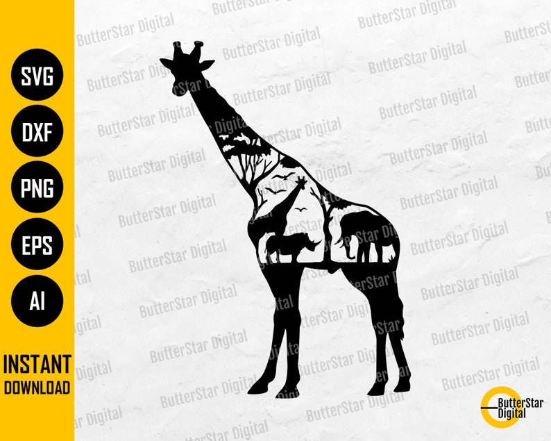 Safari Giraffe SVG Wildlife SVG Wild Animal Decals T-shirt - Etsy
