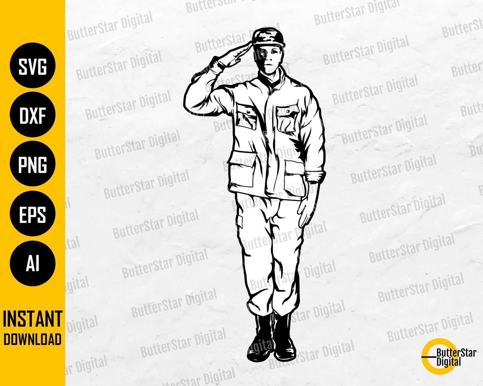 Soldier Salute SVG | Marine Saluting SVG | Army SVG | Military Svg ...