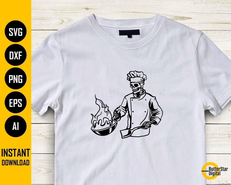 Skeleton Chef Cooking With Wok SVG Cook SVG Restaurant - Etsy