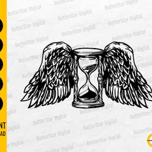 Hourglass With Wings SVG | Time Flies SVG | Hour Glass T-shirt Tattoo ...