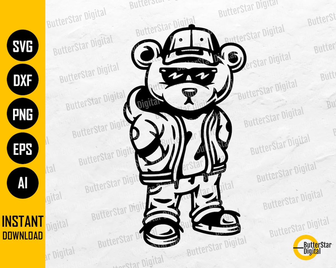 Bear With A Hoodie SVG | Teddy SVG | Shades Bling Cap Hustling Hip Hop ...