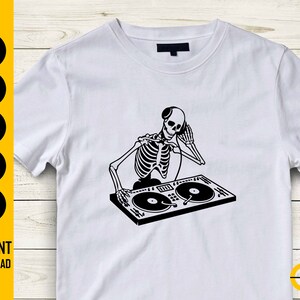 Skeleton DJ SVG | Party SVG | Rave Music Fest Headset Turntable Mixer ...