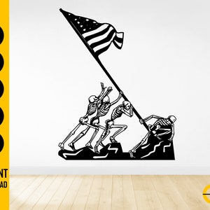 Skeletons Raising USA Flag SVG Iwo Jima US Army Soldiers World War ...