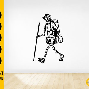 Skeleton Hiker SVG | Hiking SVG | Camping T-shirt Vinyl Stencil ...