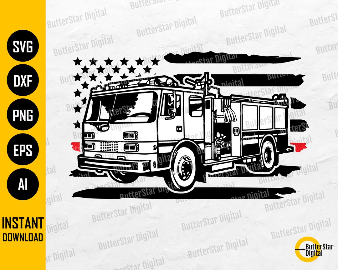 US Fire Truck SVG | Fire Engine Svg | USA Fireman Emergency Response ...