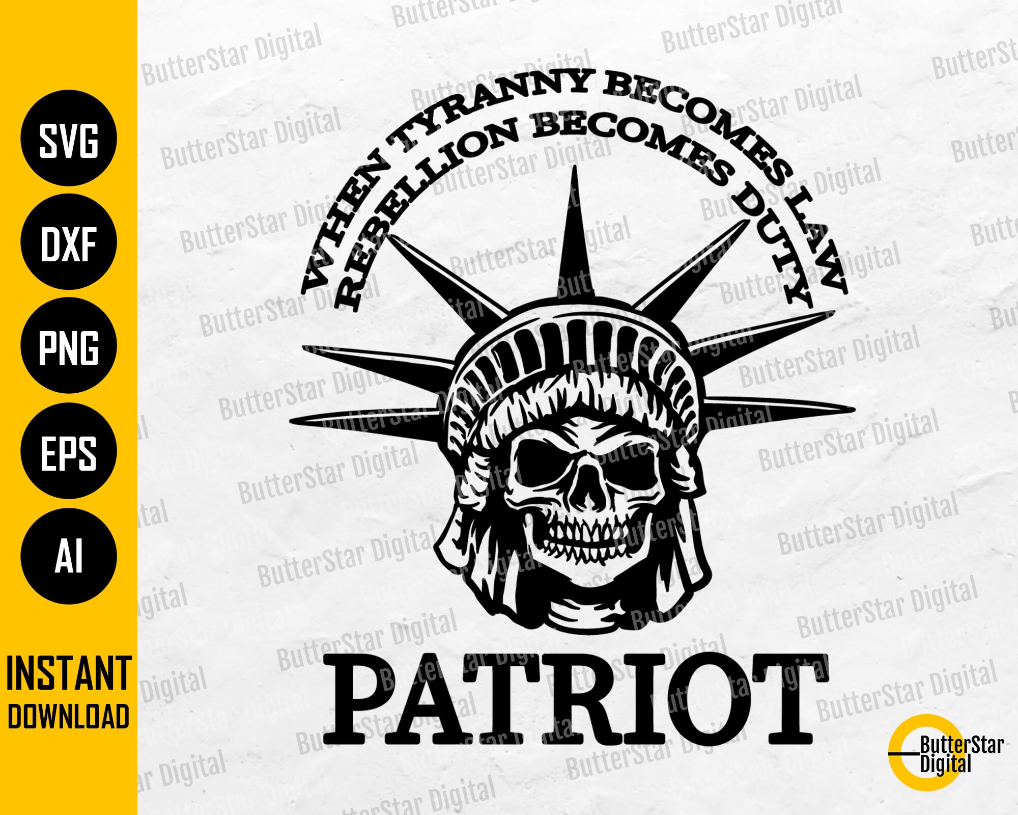 Patriot SVG When Tyranny Becomes Law Rebellion Becomes Duty - Etsy