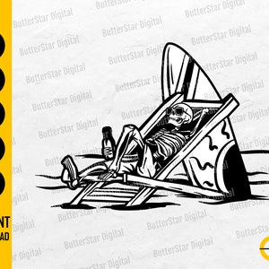 Skeleton Chillin' SVG | Beach SVG | Tropical SVG | Summer Surf Sun Sand ...