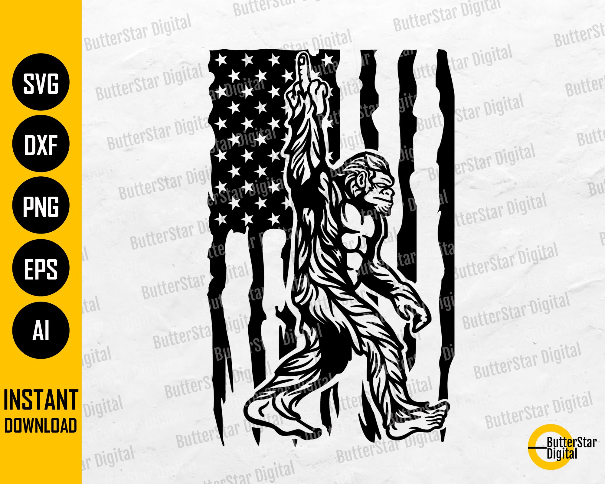 US Bigfoot Middle Finger SVG Big Foot SVG Wild Monster - Etsy