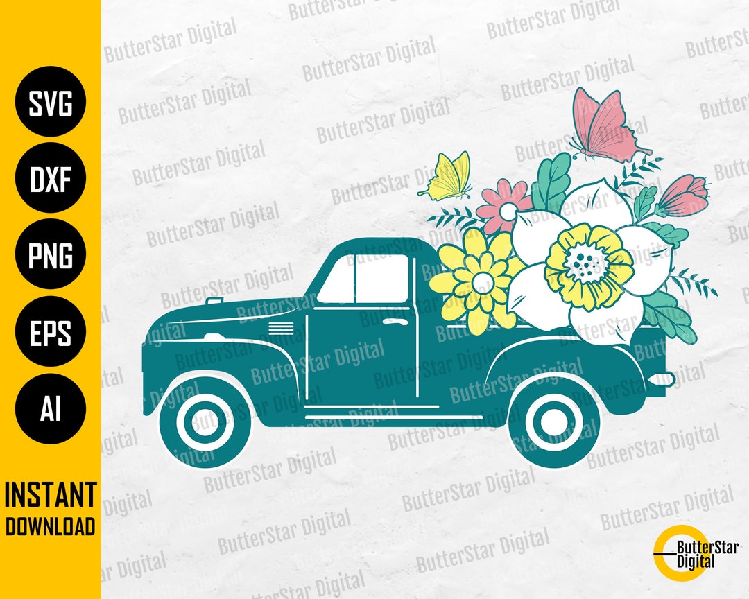 Spring Truck SVG | Easter SVG | Cute Flowers Butterflies Decor Shirt ...