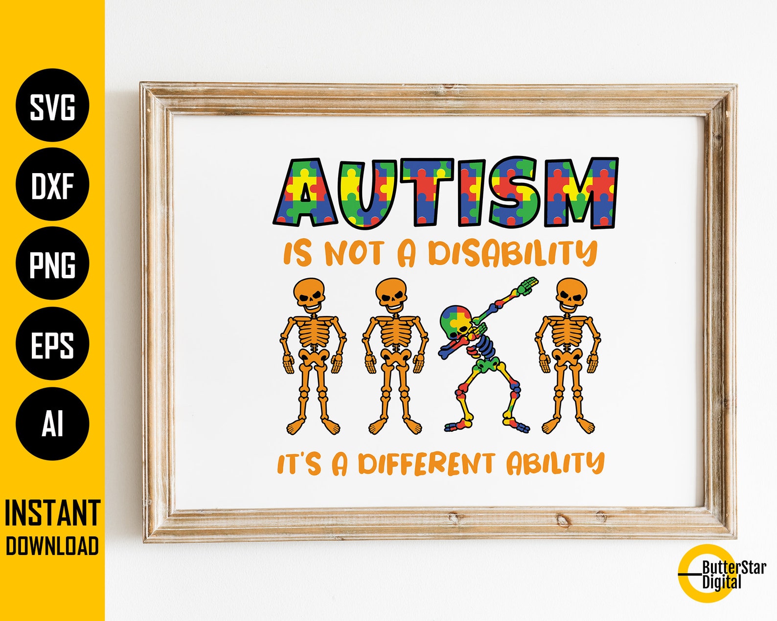 Autism SVG | Dabbing Skeleton SVG | Not A Disability Different Ability ...