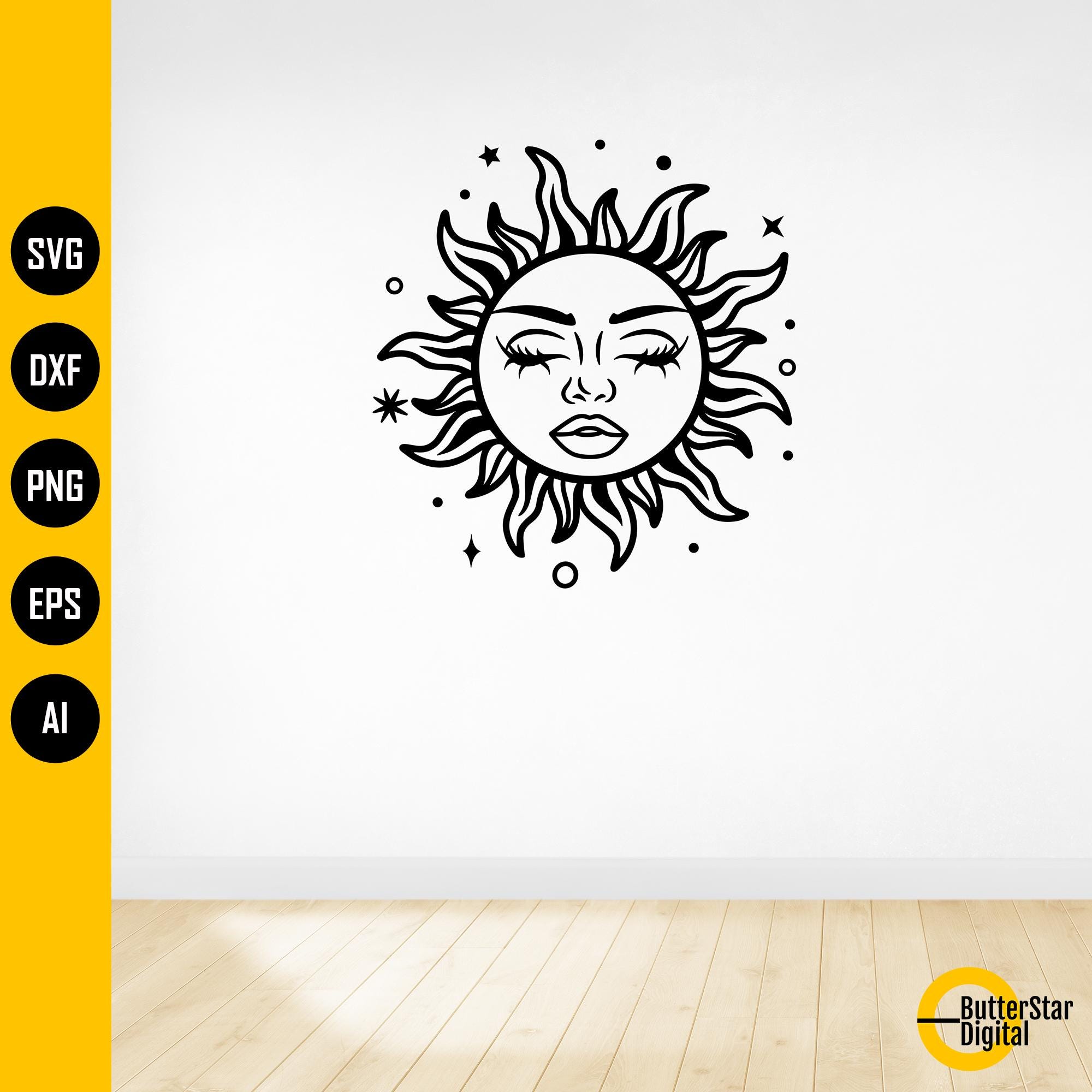 Pretty Sun SVG | Sunshine SVG | Cute Celestial T-shirt Vinyl Sticker ...