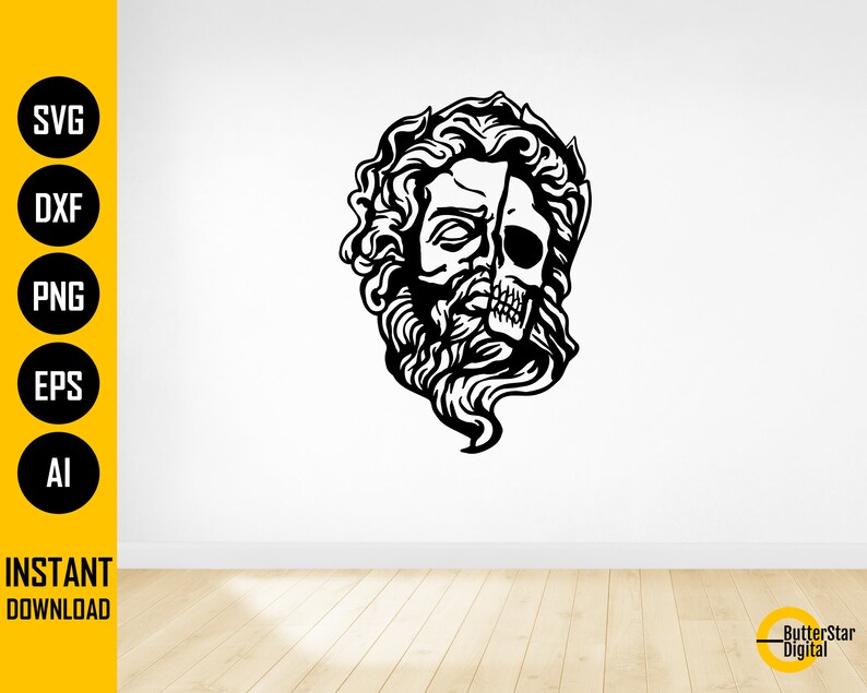Zeus Skull SVG | Greek God SVG | Renaissance Sculpture SVG | Cricut ...