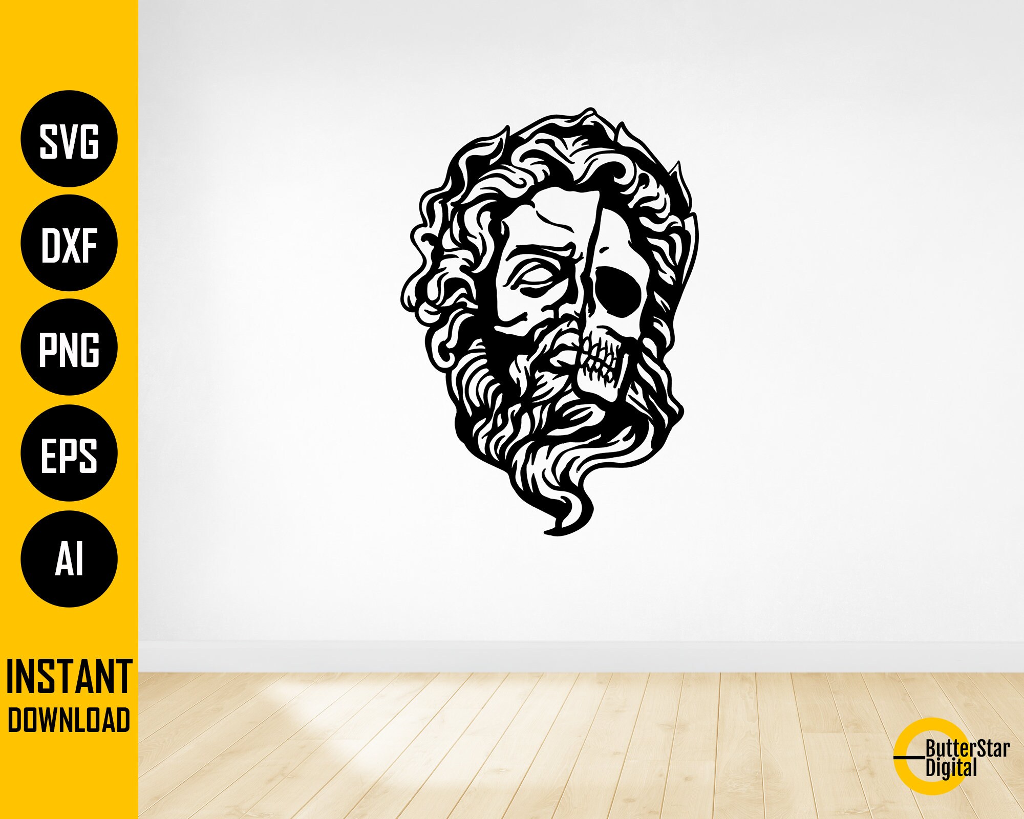 Zeus Skull SVG Greek God SVG Renaissance Sculpture SVG - Etsy