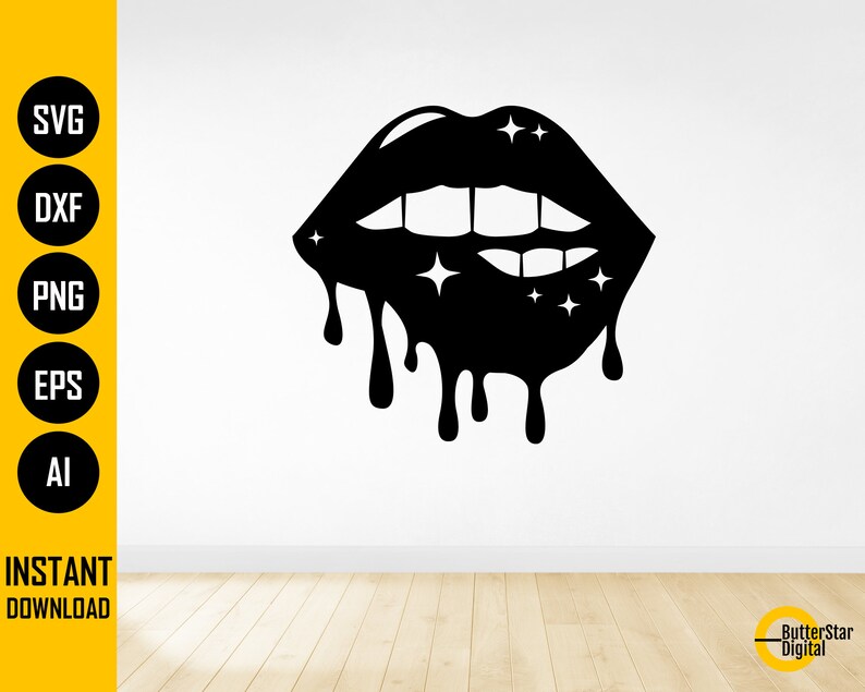 Dripping Lips SVG / Lip Bite SVG / Sexy Mouth Decal T-Shirt Sticker ...