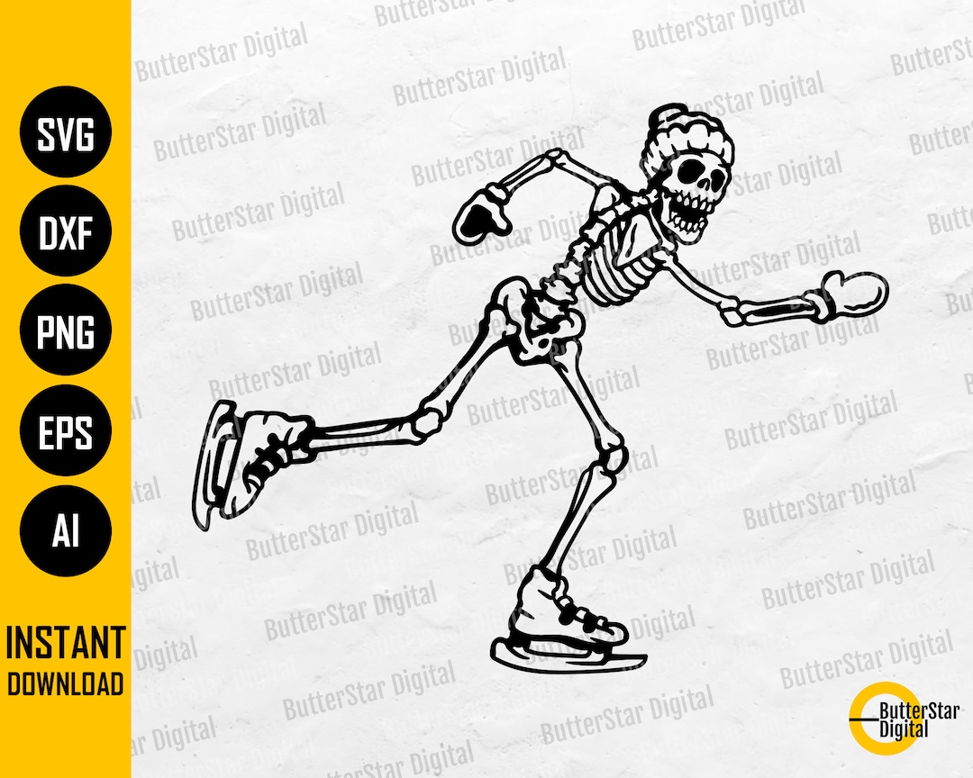 Skeleton Ice Skating SVG | Funny Winter SVG | Skull T-shirt Gift Decal ...