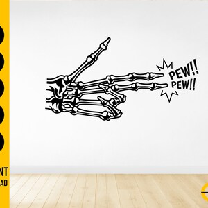 Skeleton Finger Gun SVG Pew Pew SVG Hand Sign Gesture Shirt Decal ...