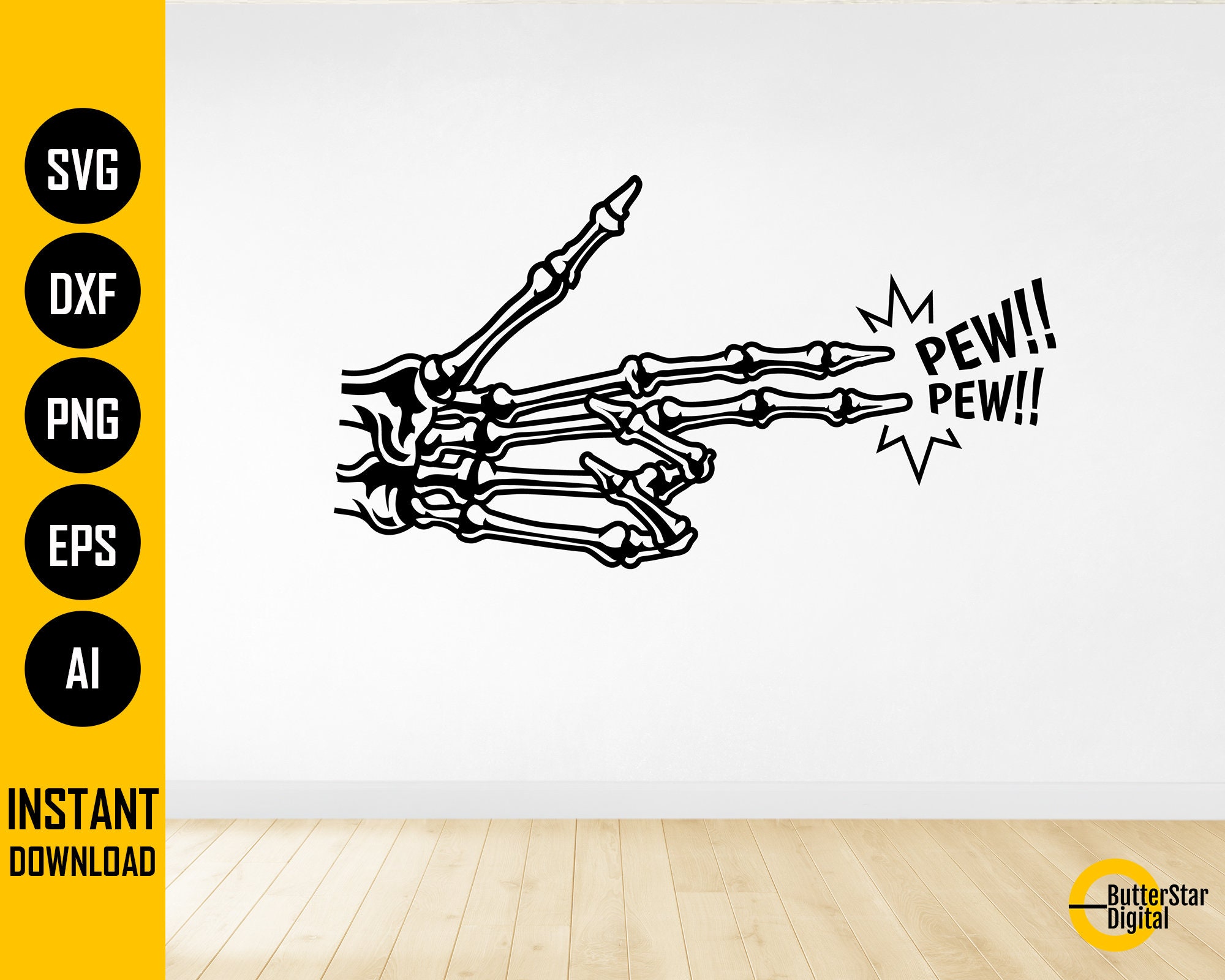 Skeleton Finger Gun SVG Pew Pew SVG Hand Sign Gesture - Etsy Canada