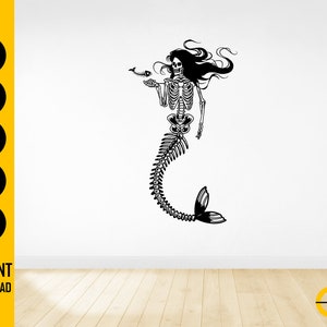 Mermaid Skeleton With Fish SVG | Gothic SVG | Sea Monster SVG | Cricut ...
