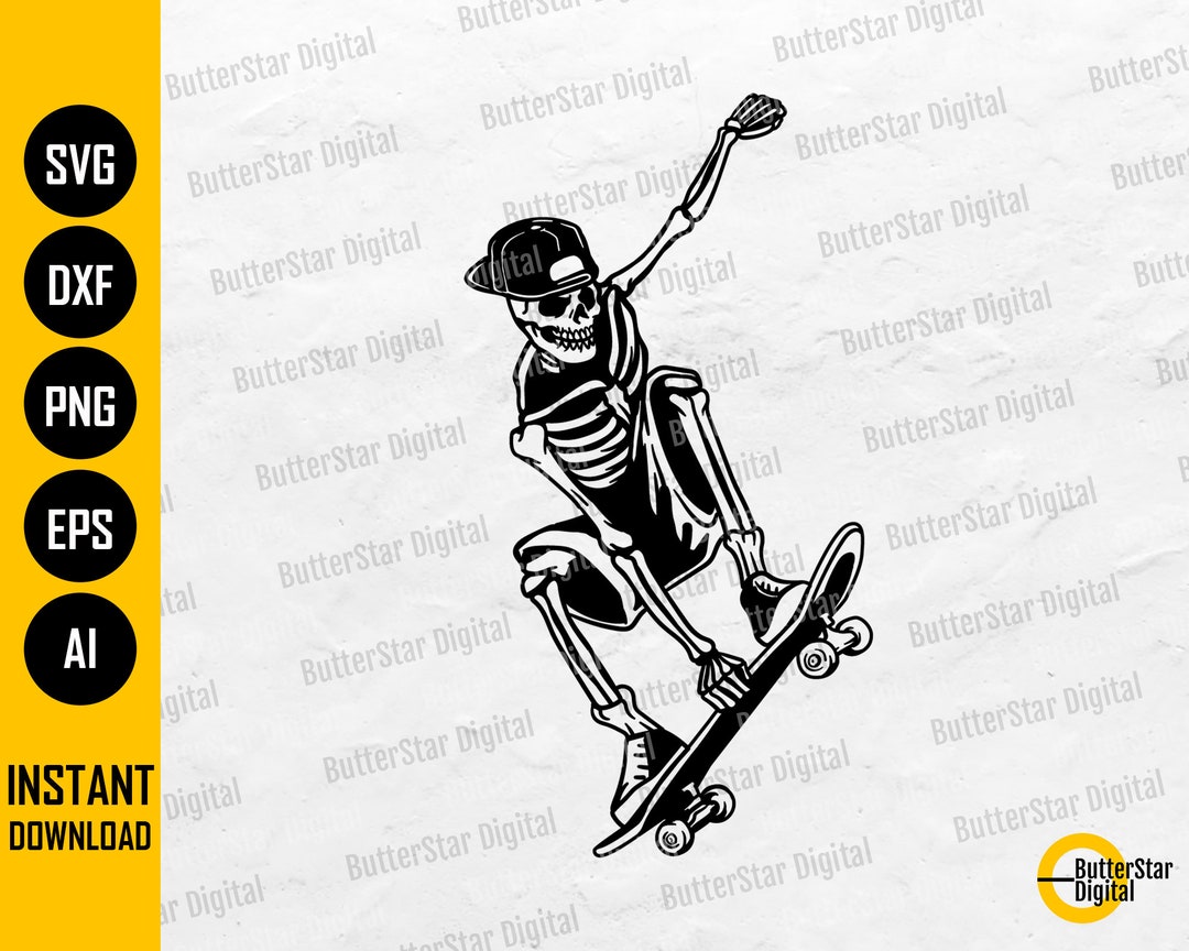 Skeleton Skateboarding SVG Death Skull Skateboard Skater Skate Ride ...