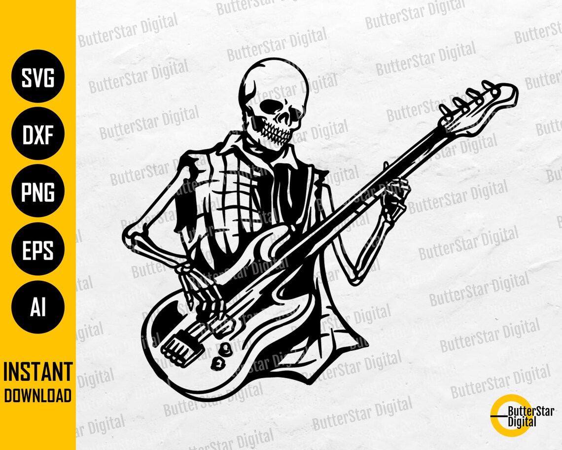 Skeleton Bassist SVG Musician T-shirt Vinyl Decal Gift - Etsy